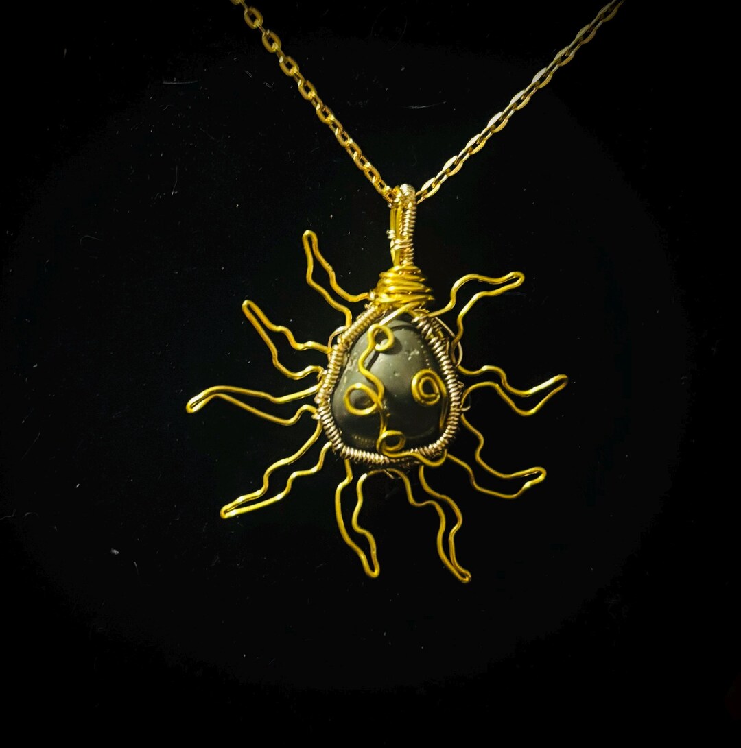 Polished Pyrite Sun Pendant Necklace - Etsy