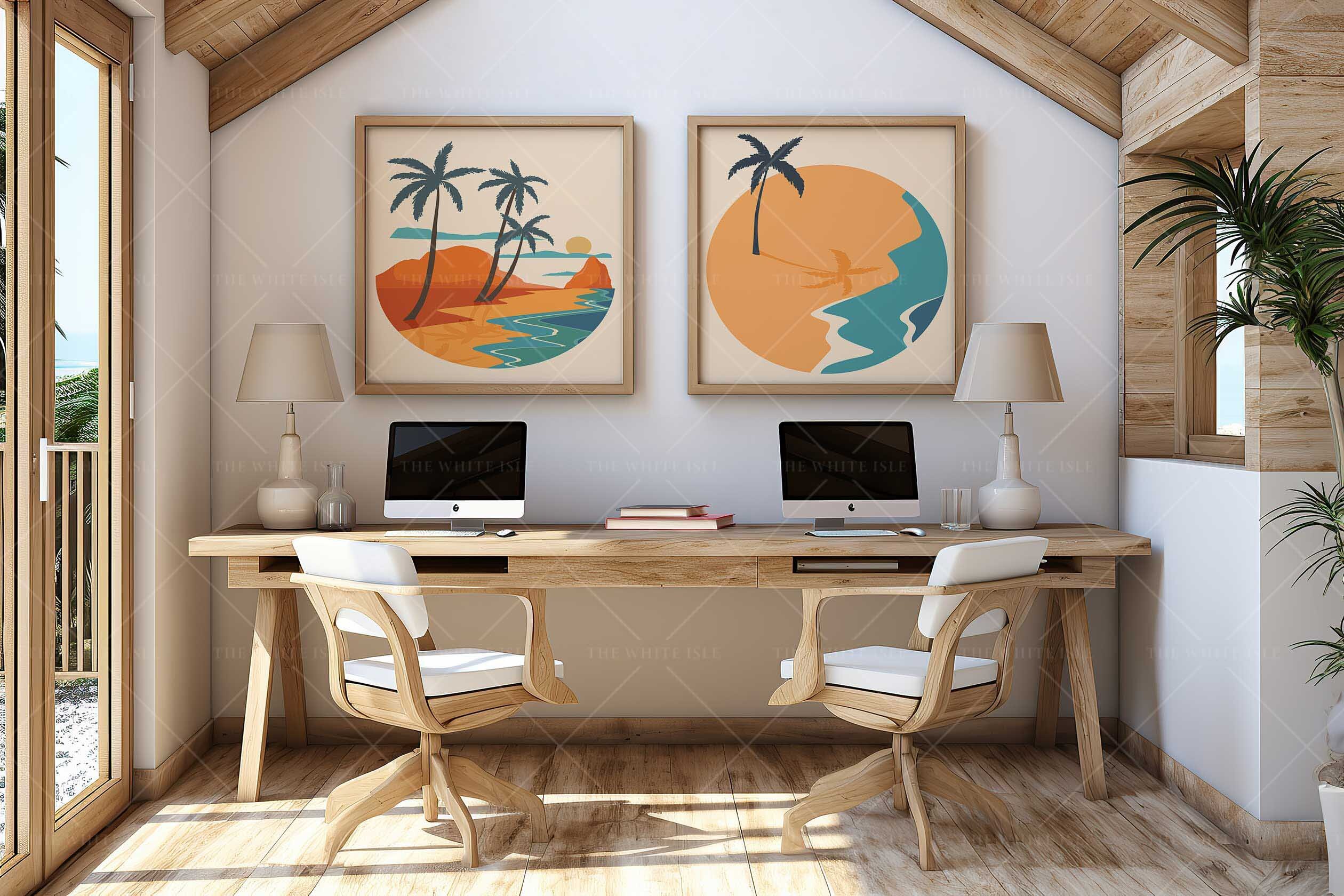 Coastal Office Space Mockup, Wall Art Mockup, Beach House Mockup ...