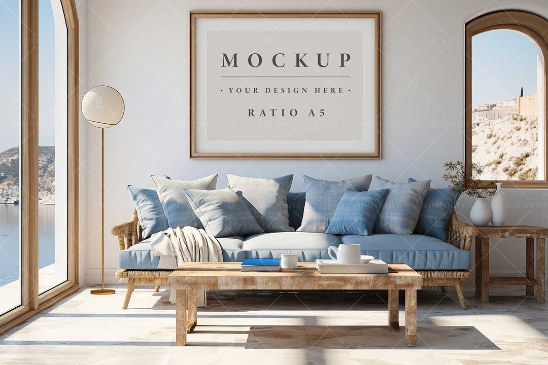 Living Room Mockup, Coastal Frame Mockup, Picture Frame Mockup, Art ...