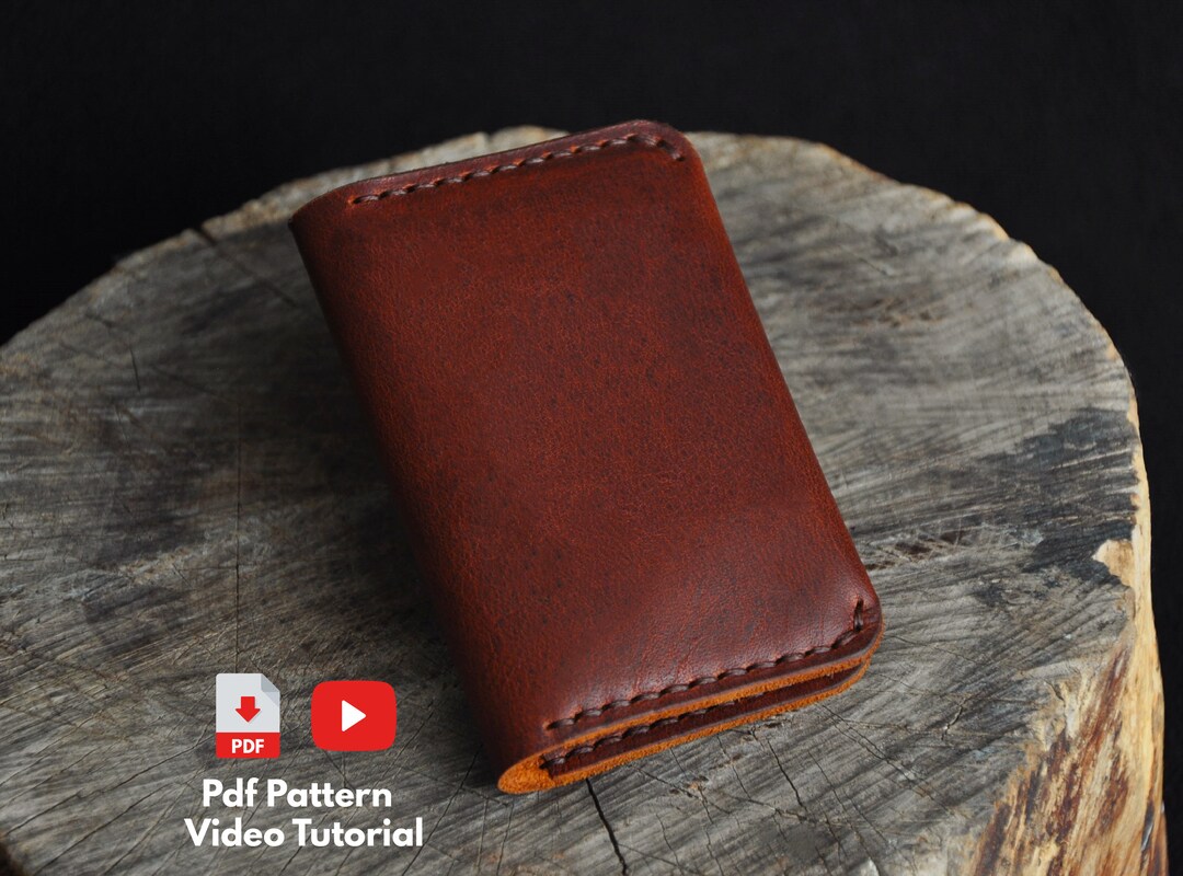 Simple Leather Card Wallet Pattern - Video Tutorial - Pdf Pattern ...