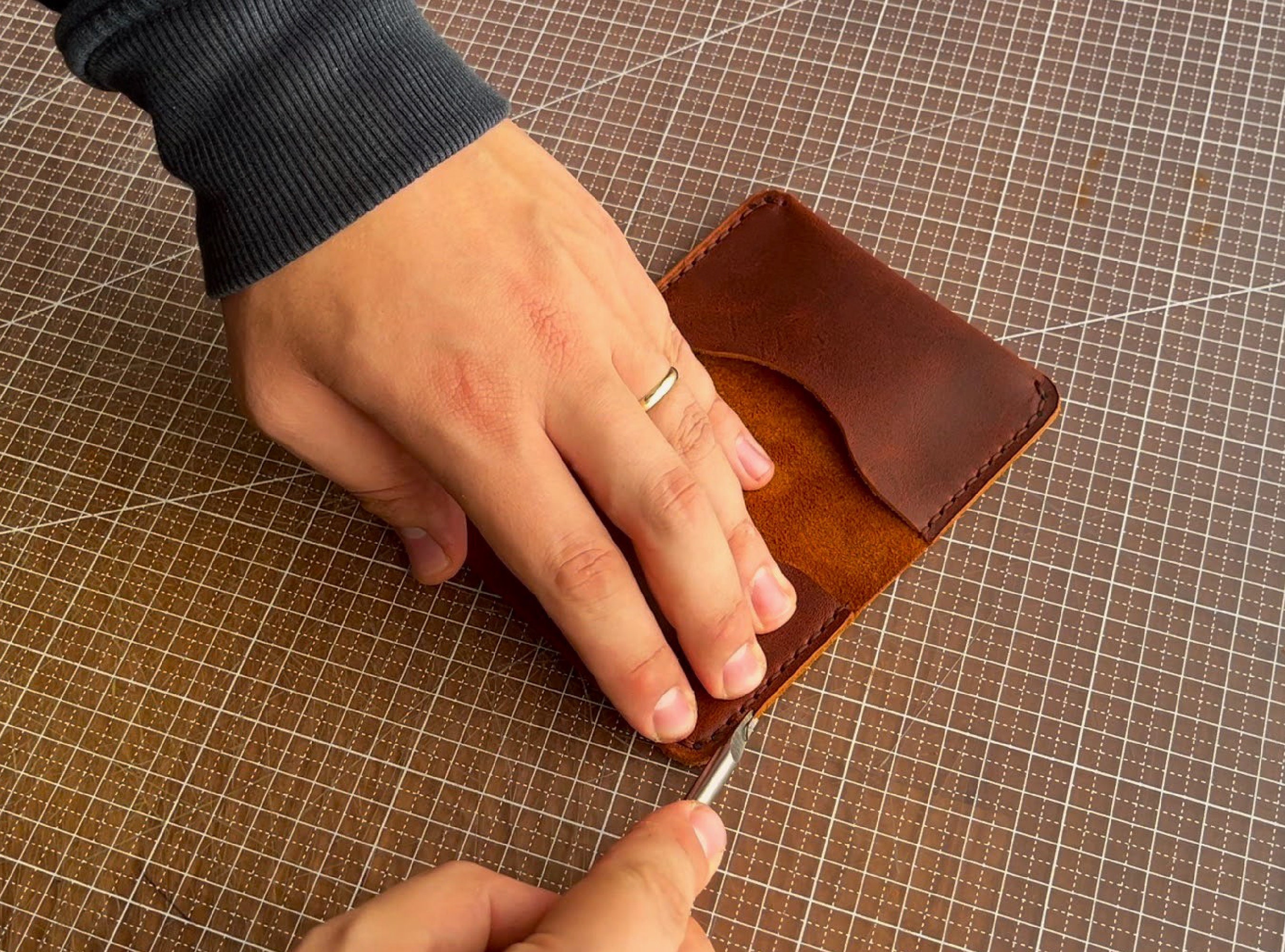 Simple Leather Card Wallet Pattern Video Tutorial Pdf - Etsy