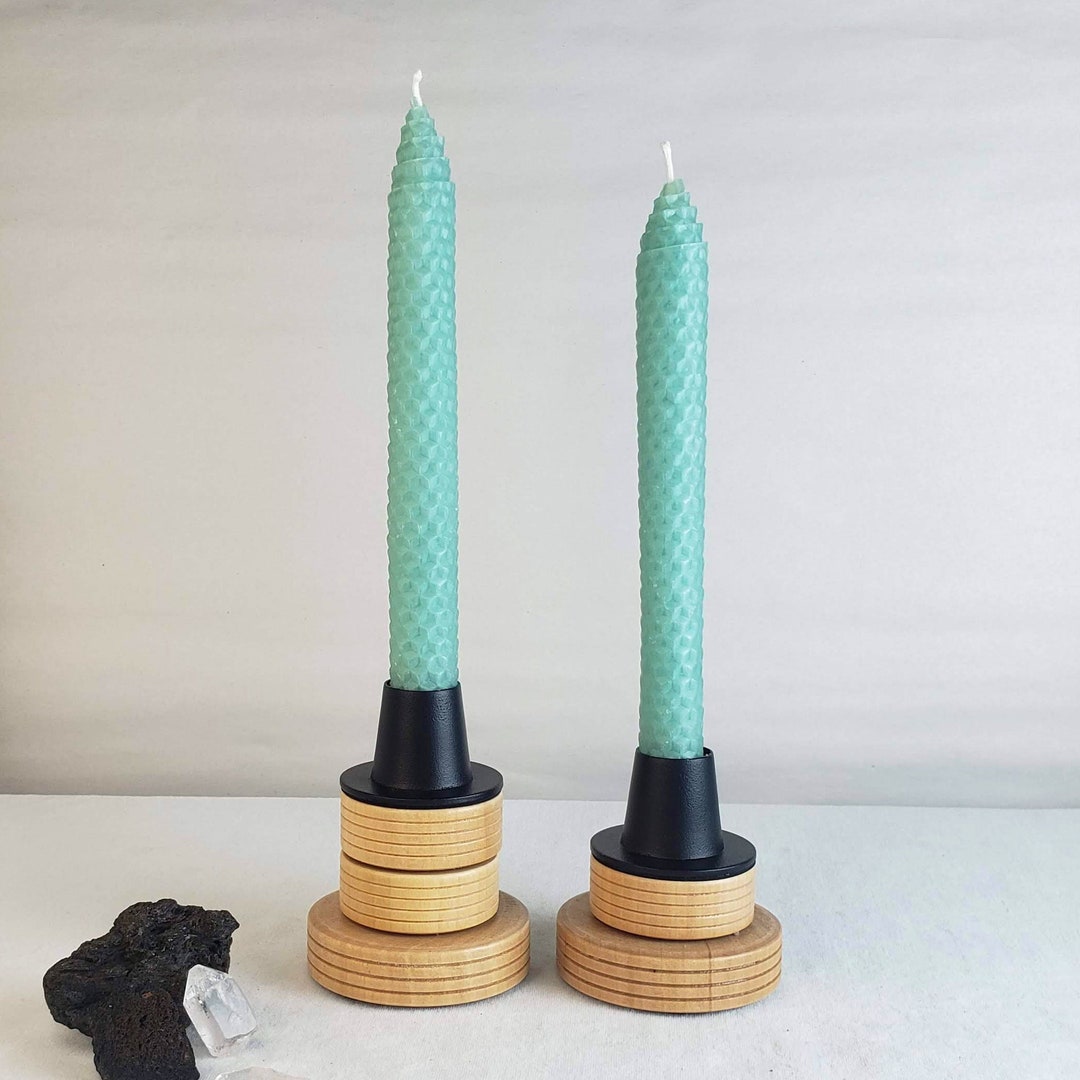 GROOVED Taper Candle Holders / Single or Pair / Handcrafted Hardwood ...