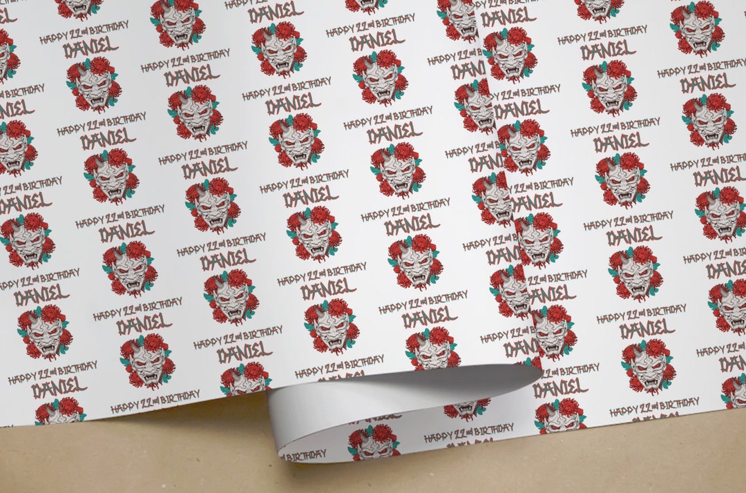 Personalised JAPANESE HANYA BIRTHDAY Gift Wrapping Paper Add Any Name ...