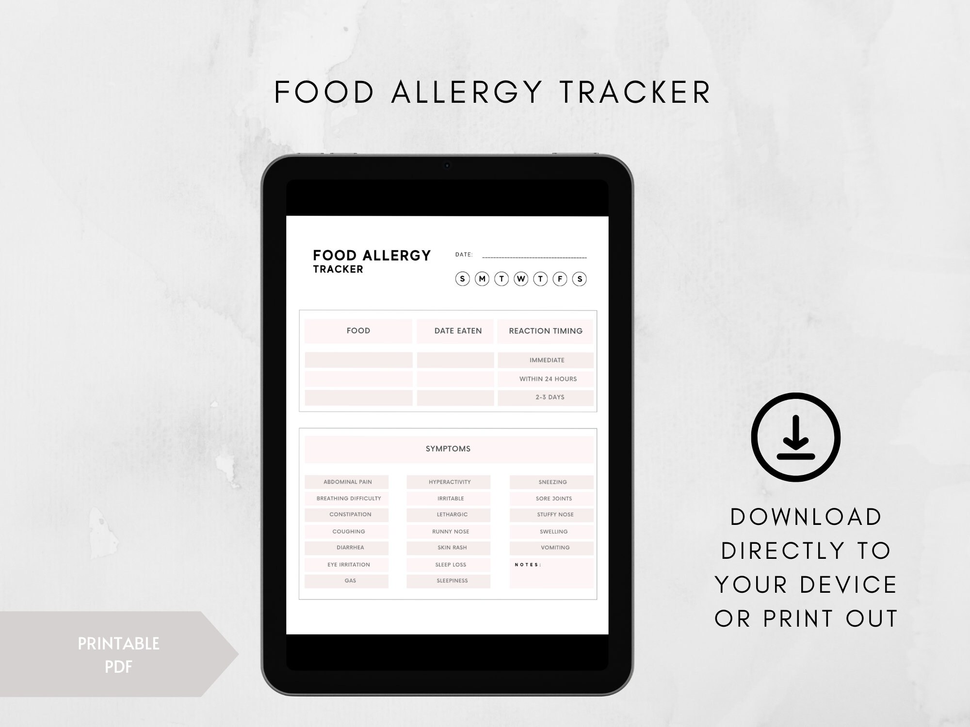 Food Allergy Printable Tracker | Food Tracker Journal | Food Health ...