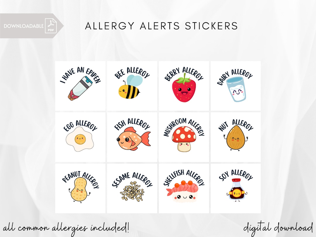 Food Allergy Sticker | Allergy Alert | Allergy Label | Printable PDF ...