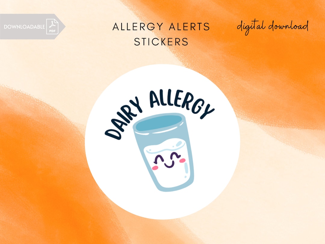 Dairy Food Allergy Sticker Allergy Alert Allergy Label - Etsy