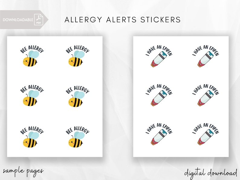 Food Allergy Sticker | Allergy Alert | Allergy Label | Printable PDF ...