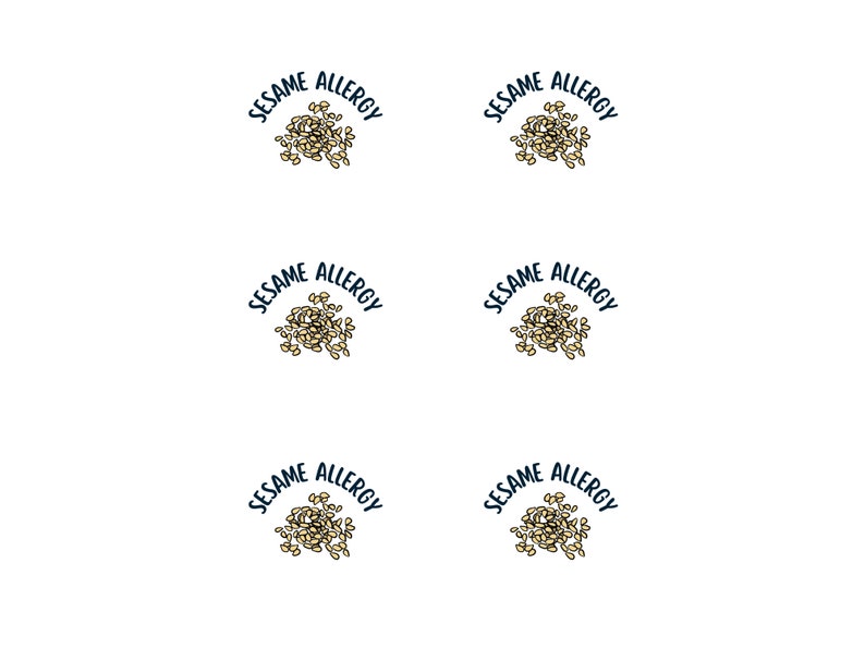 Sesame Food Allergy Sticker Allergy Alert Allergy Label Epipen Label ...