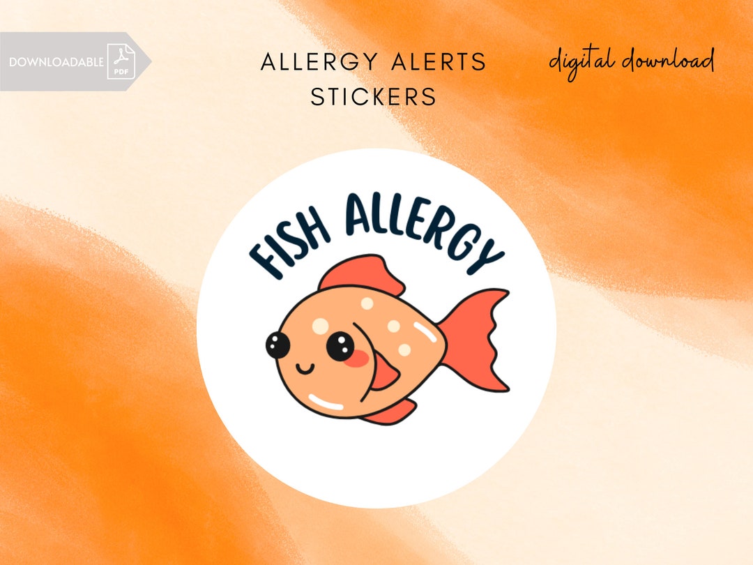 Fish Food Allergy Sticker Allergy Alert Allergy Label Epipen Label ...
