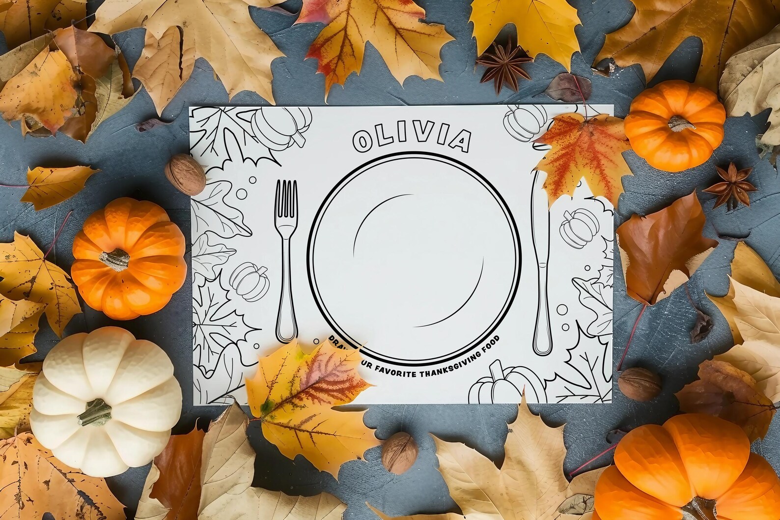 Personalized Thanksgiving Coloring Placemat for Kids | Personalized ...