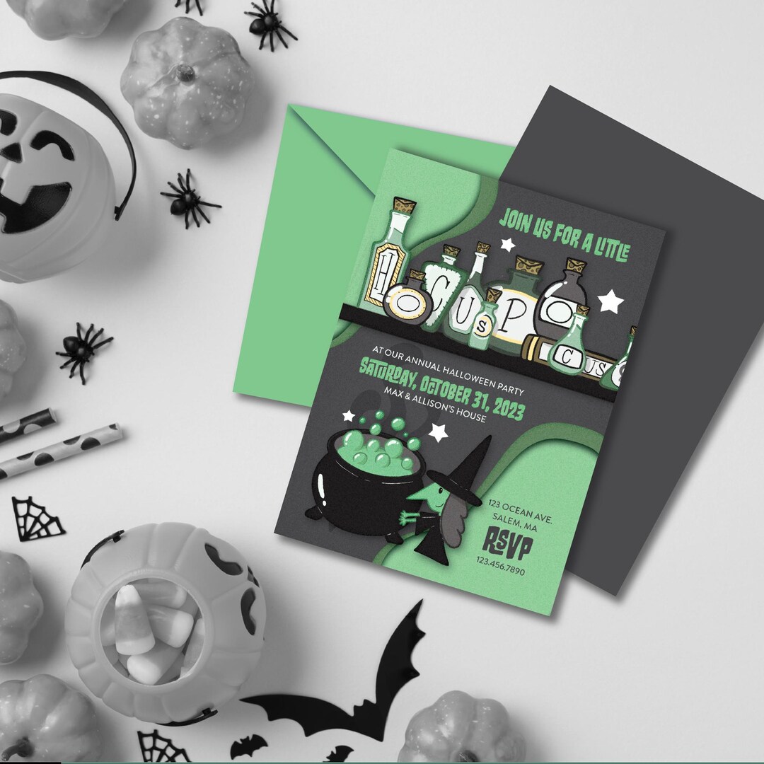 Halloween Invite Hocus Pocus Invitation Kids Halloween Party - Etsy