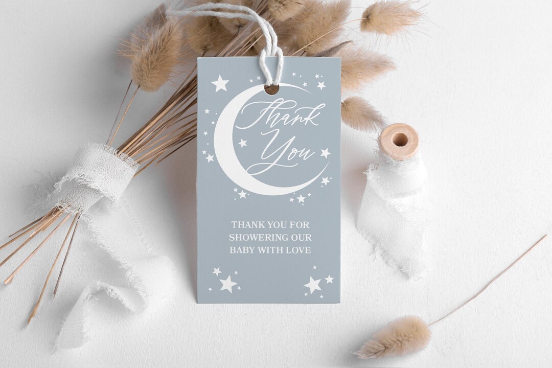 Over the Moon Gift Tag | Baby Shower Favor Tags | Instant Download - Etsy