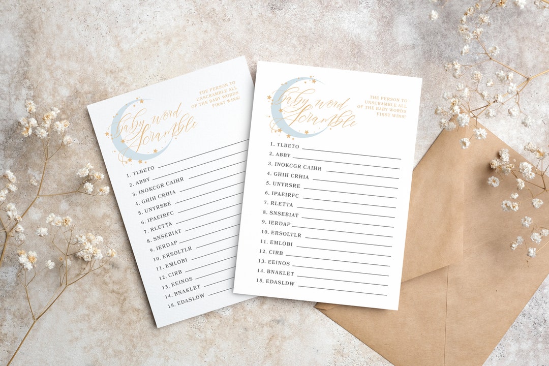 Over the Moon Baby Shower Word Scramble Game (instant Download) - Etsy