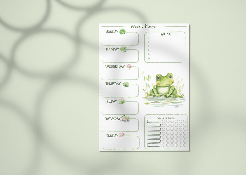 Cute Frog Themed Printable / Fillable Weekly Planner - Etsy