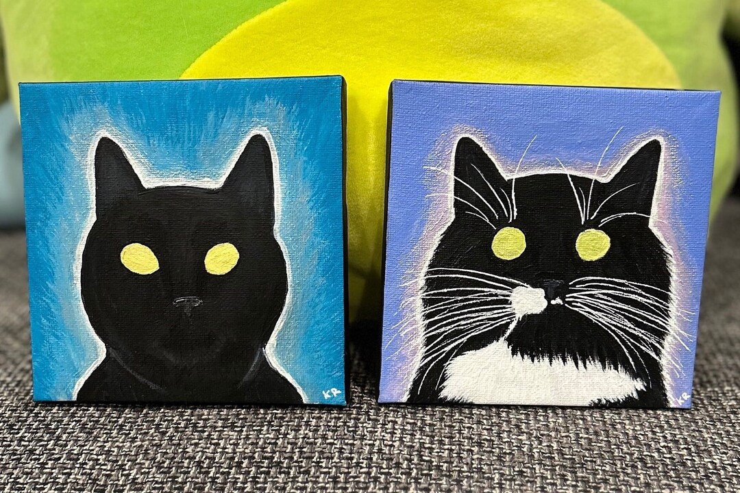 Custom Cat Portrait | Spooky Cat Painting | Celestial Art | Original ...