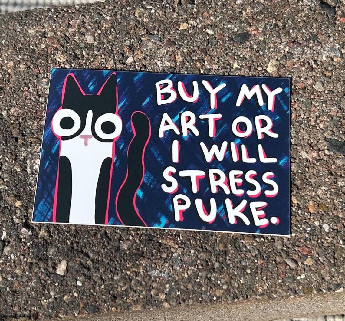Artist Sticker | Stress Puke Cat | Vinyl Sticker - Etsy