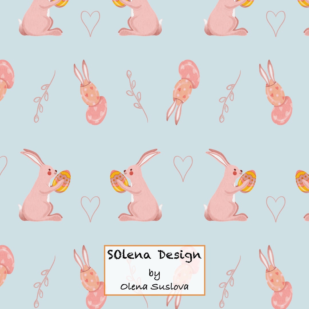 Easter Spring Bunny Seamless Pattern, Repeat Pattern for Fabric, Non ...