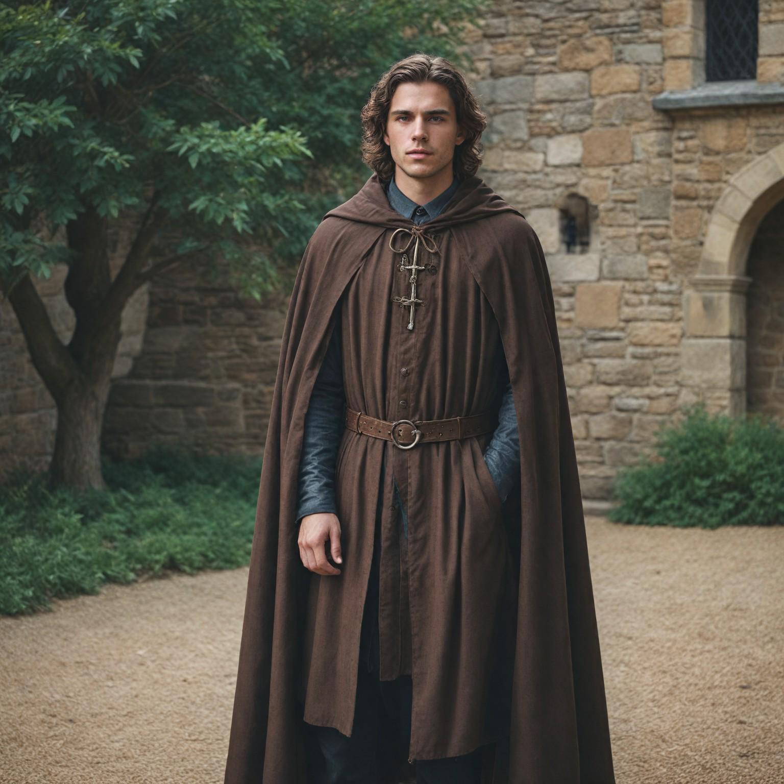 Medieval Brown Hooded Cloak Renaissance Cosplay Monk Cape Historical ...