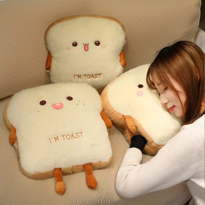 Toast Bread Plush Pillow Cute Funny Food Cushion Soft Stuffed Throw ...