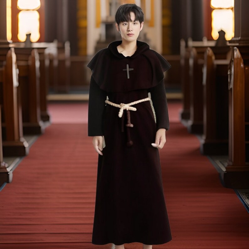 Renaissance Priest Hooded Robe Christian Friar Priest Robes Medieval ...