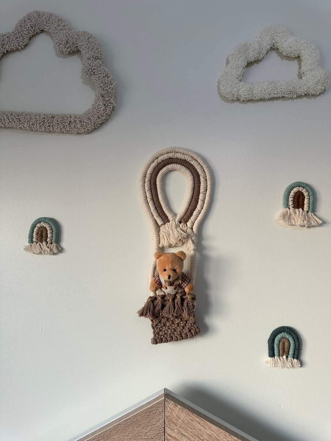 Rainbow & Hot Air Balloon Macrame Wall Hanging | Handmade Kids Room ...
