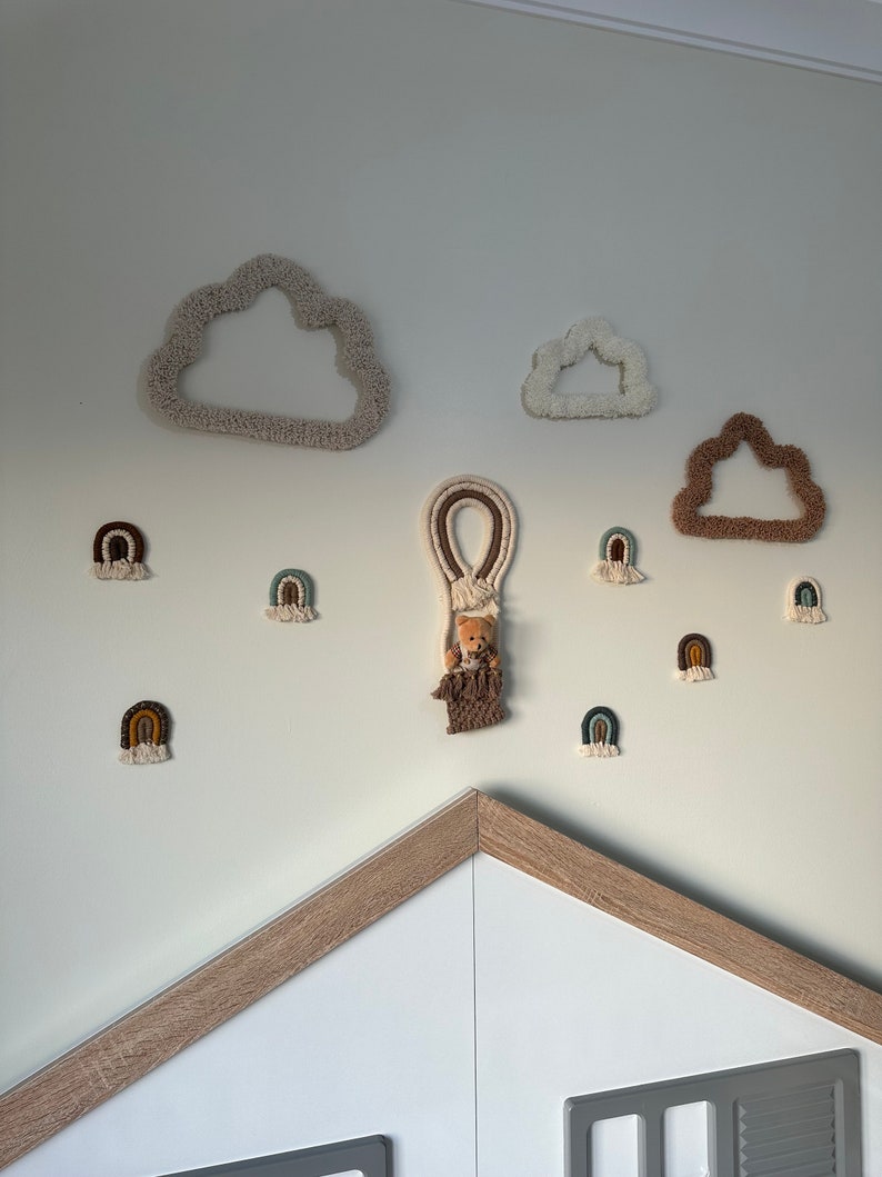 Rainbow & Hot Air Balloon Macrame Wall Hanging | Handmade Kids Room ...