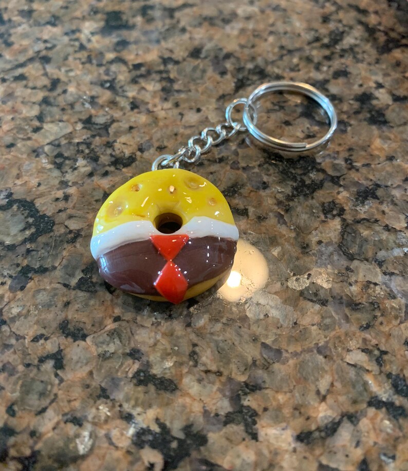Spongebob Squarepants Nickelodeon Inspired Donut Keychain Polymer Clay ...