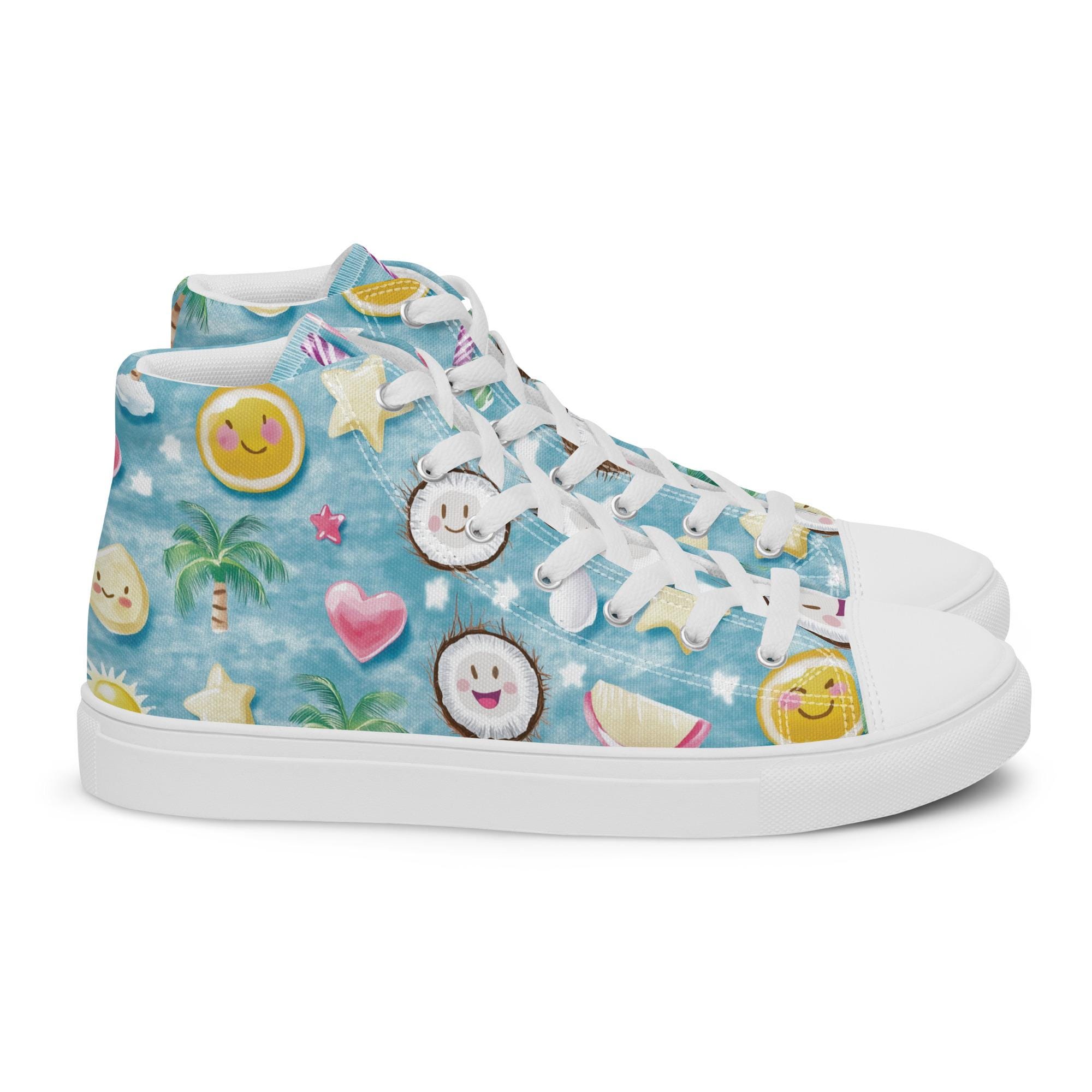 Coconut, Palm, Smiley Emoji High Tops - Etsy