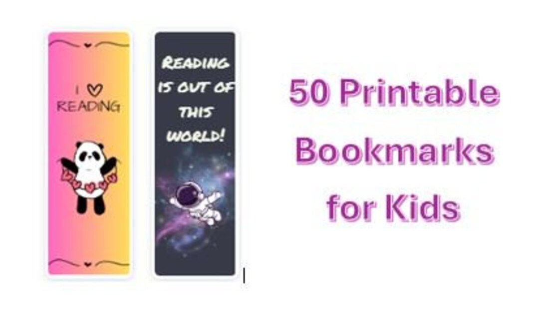 50 Printable Bookmarks for Kids - Etsy
