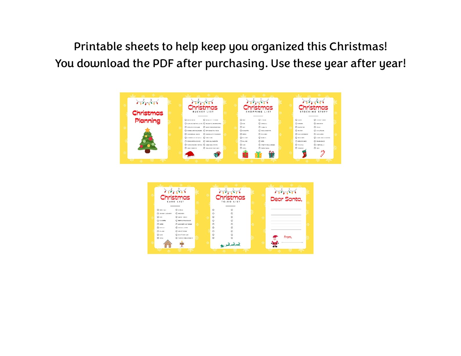 Printable Christmas Planning Sheets - Yellow - Etsy