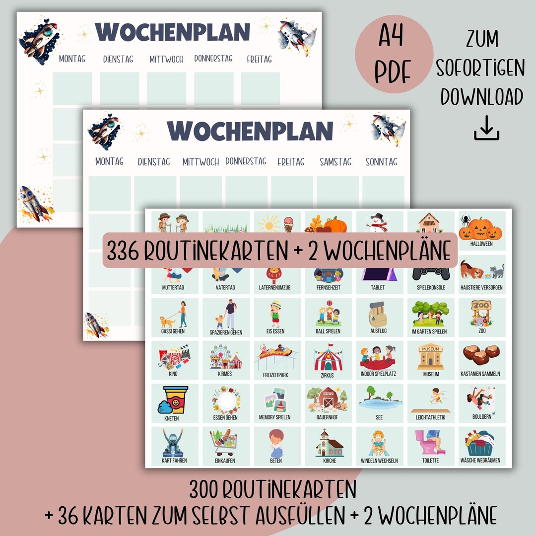 Routine Cards for Children Daily Routine Weekly Plan for - Etsy
