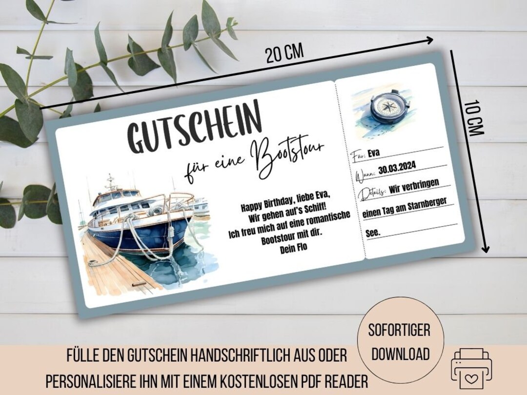 Boat Tour Voucher, Boat Trip Voucher, Lake Trip, Woman Gift Idea ...