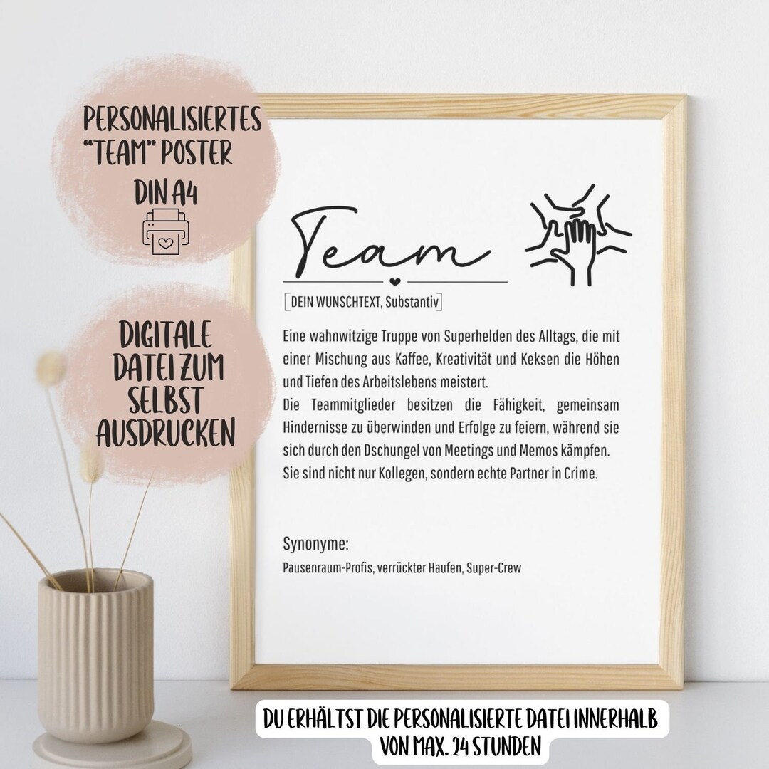 Team Poster, Definition Team, Personalized Team Poster, Team Gift Idea ...