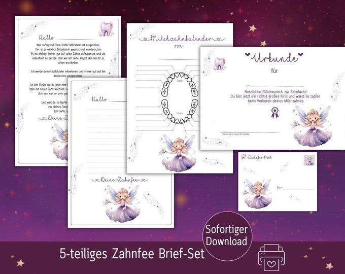 Zahnfee Brief von der Zahnfee Zertifikat deutsch Post von der Zahnfee ...