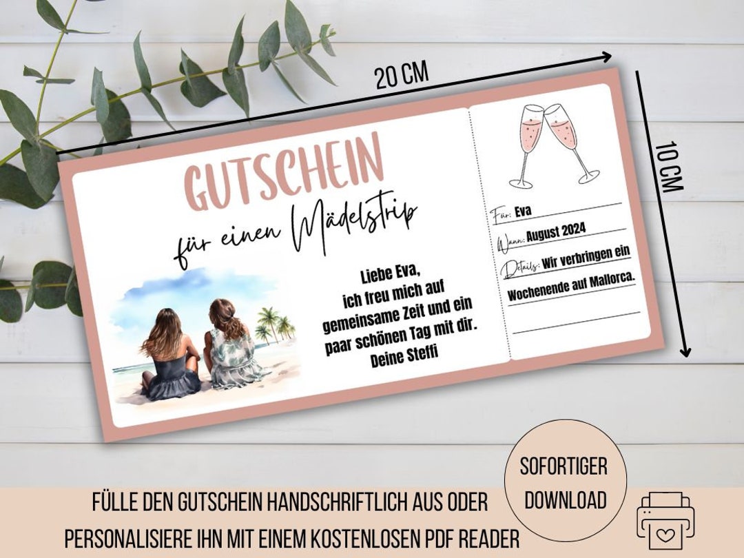 Voucher Girls Trip, Travel Voucher, Short Trip Invitation, Girls Day ...
