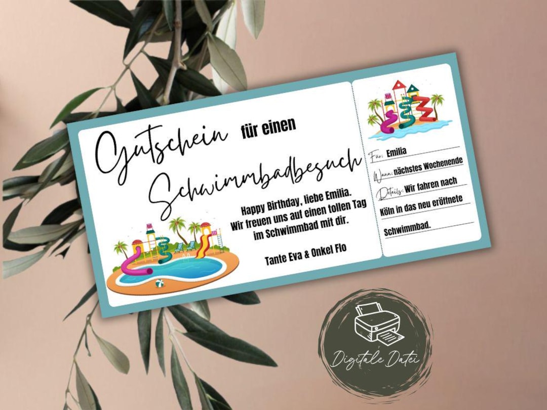 Voucher Swimming Pool, Swimming Pool Visit, Gift Idea Child Voucher Go ...