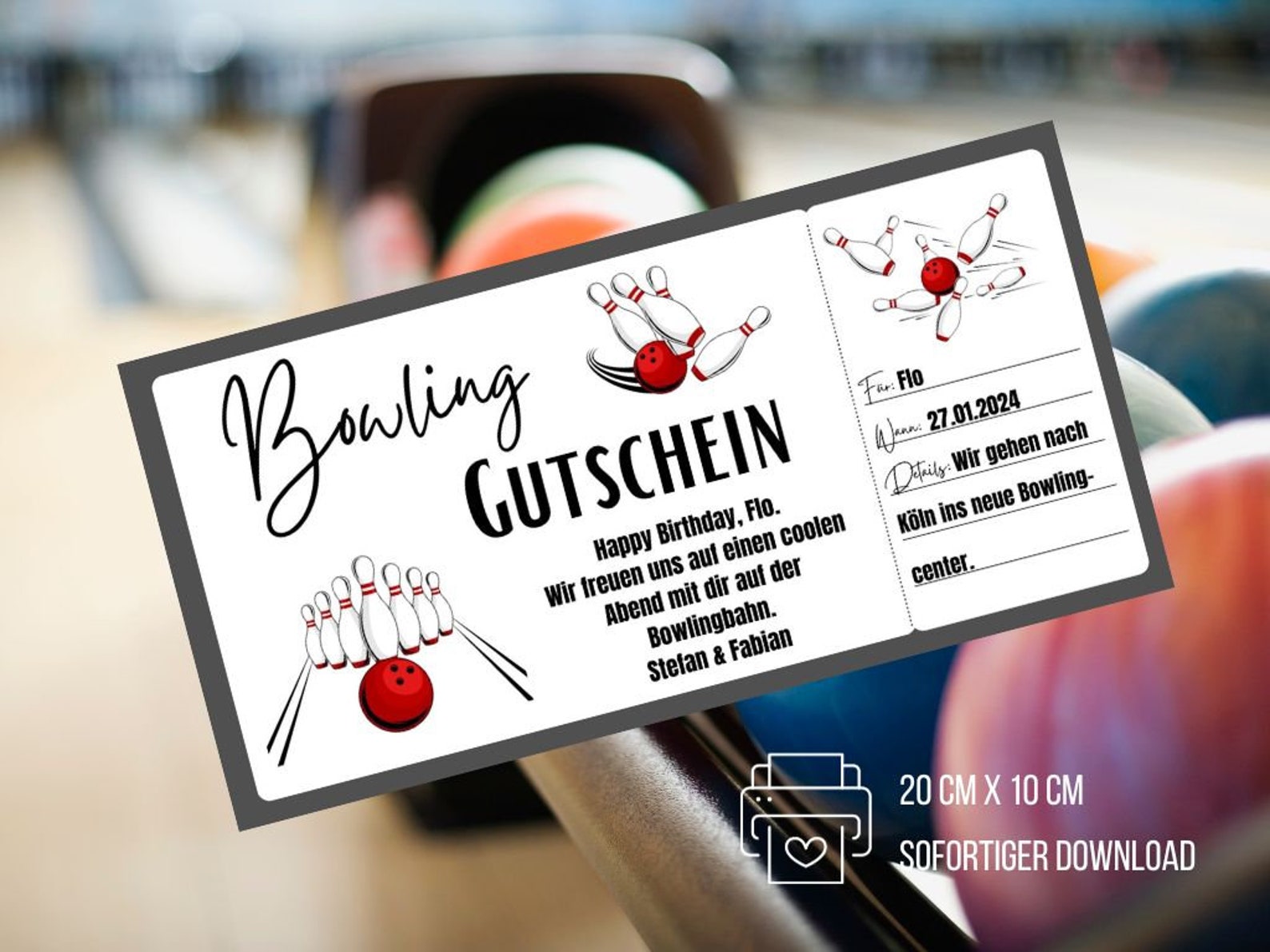 Bowling Voucher, Voucher for Bowling, Bowling Center Outing, Bowling ...