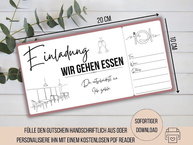 Essen gehen Gutschein Mittagessen Abendessen Einladung zum Essen ...