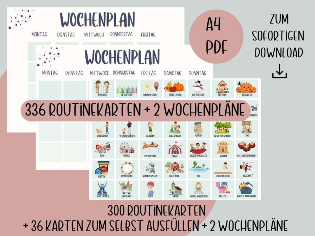 Routine Cards for Children Daily Routine Weekly Plan for - Etsy