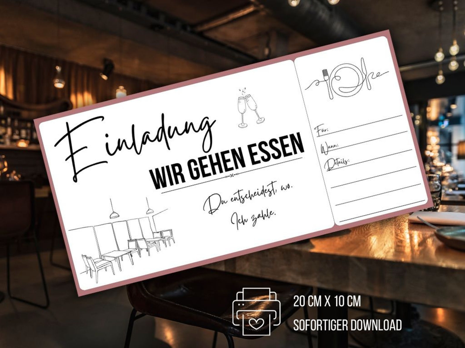 Essen gehen Gutschein Mittagessen Abendessen Einladung zum Essen ...