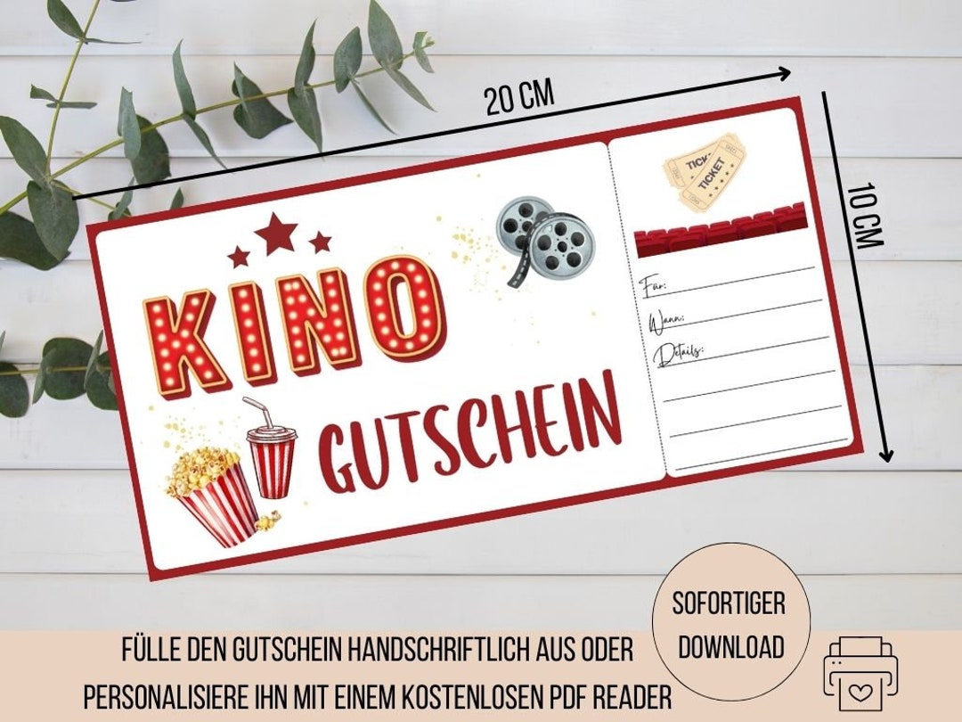 Cinema Voucher, Cinema Visit, Cinema Evening Voucher to Print, Gift ...