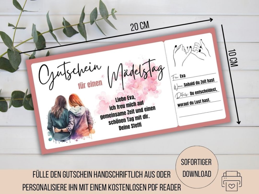 Girls' Day Gift Voucher for Best Friend, Gift Idea for Sister, Girls ...