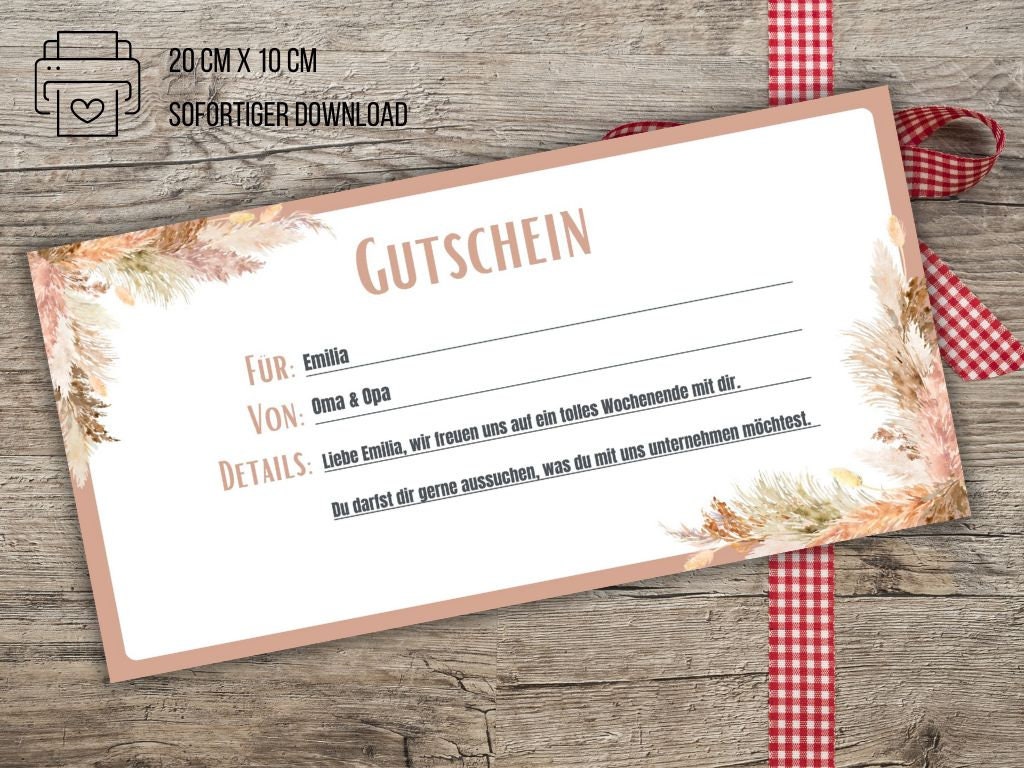 Time Instead of Stuff Voucher, Gift Voucher, Blank Voucher, Voucher for ...