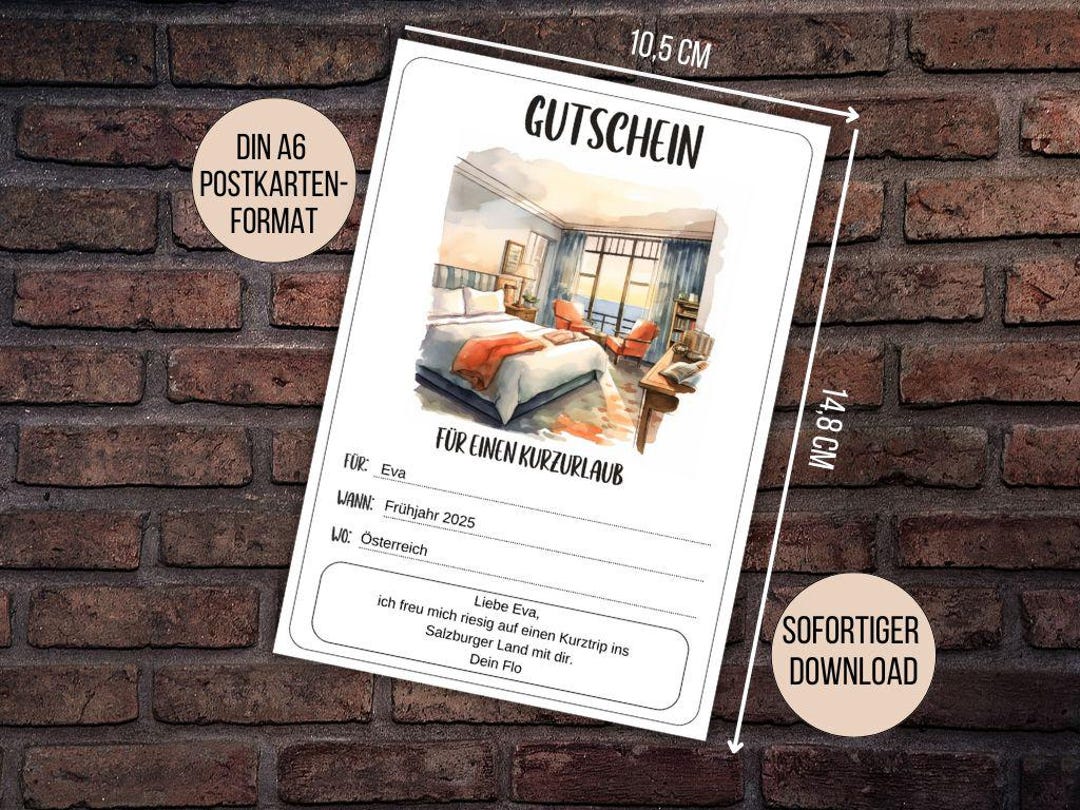 Short Break Voucher, Printable Travel Voucher, City Break, Christmas ...