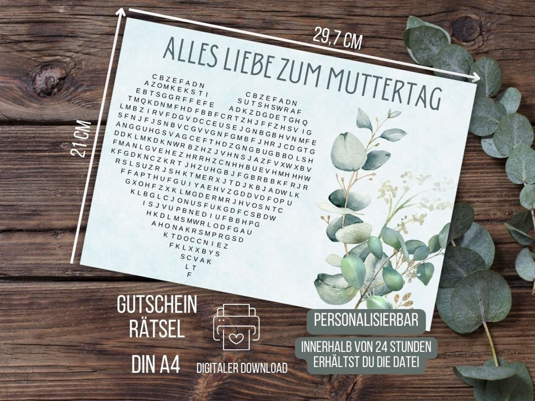 Voucher Puzzle Mother's Day, Time Instead of Stuff Gift Voucher Heart ...