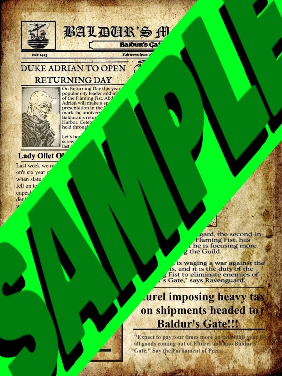 Baldur's Mouth Newspapers - Etsy