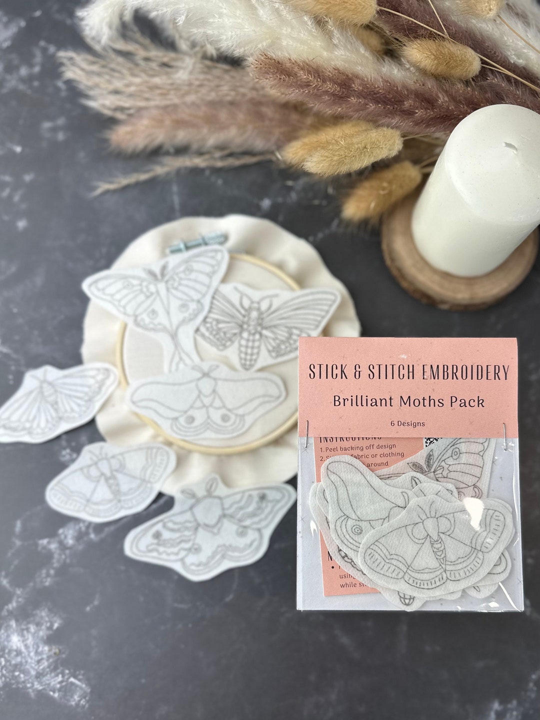 Brilliant Moths Stick and Stitch - Pack of 6 - DIY Moth Embroidery ...
