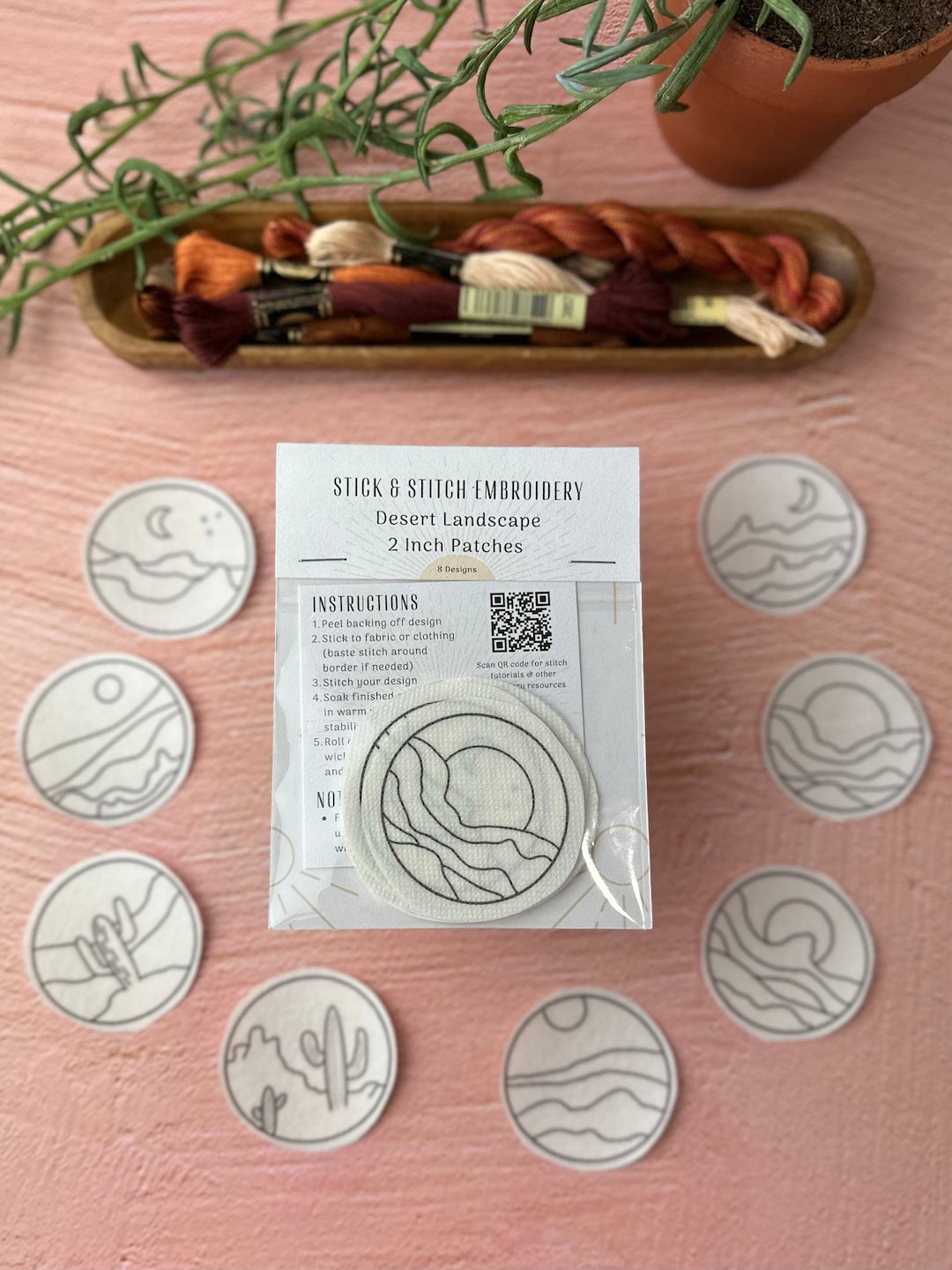 Desert Landscape Stick and Stitch Embroidery Patches - Beginner DIY - 3 ...