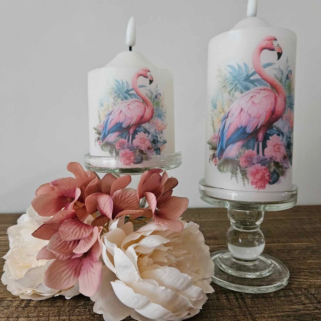 Tropical Collection - Decoupage Flameless LED Pillar Candles - Etsy