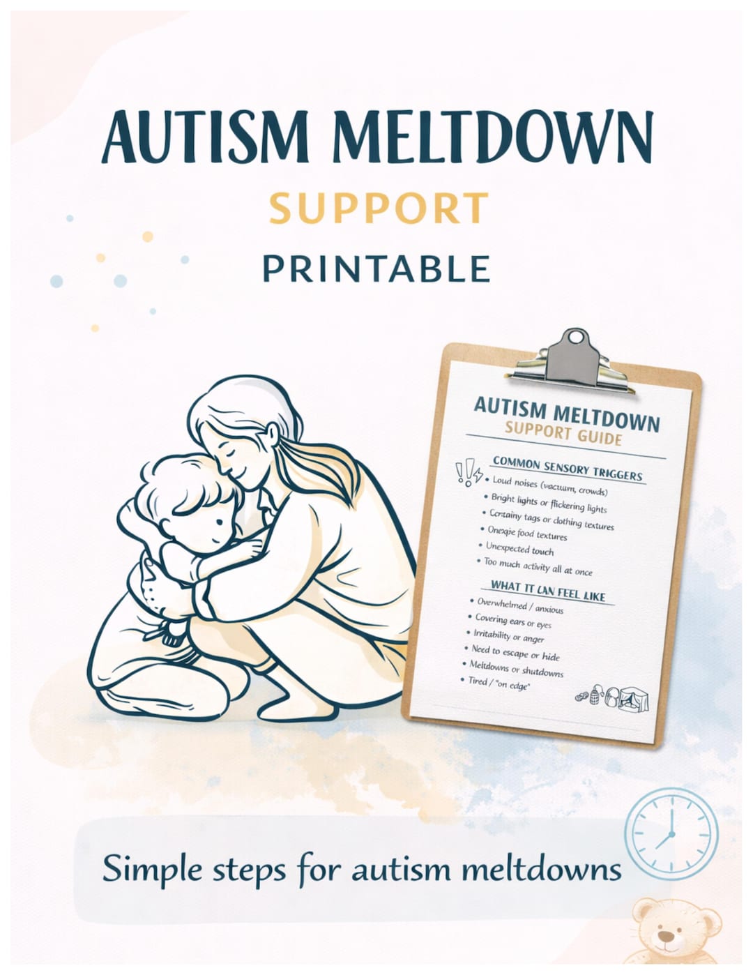 Autism Meltdown Support Printable | Calm Down Strategies for Kids ...